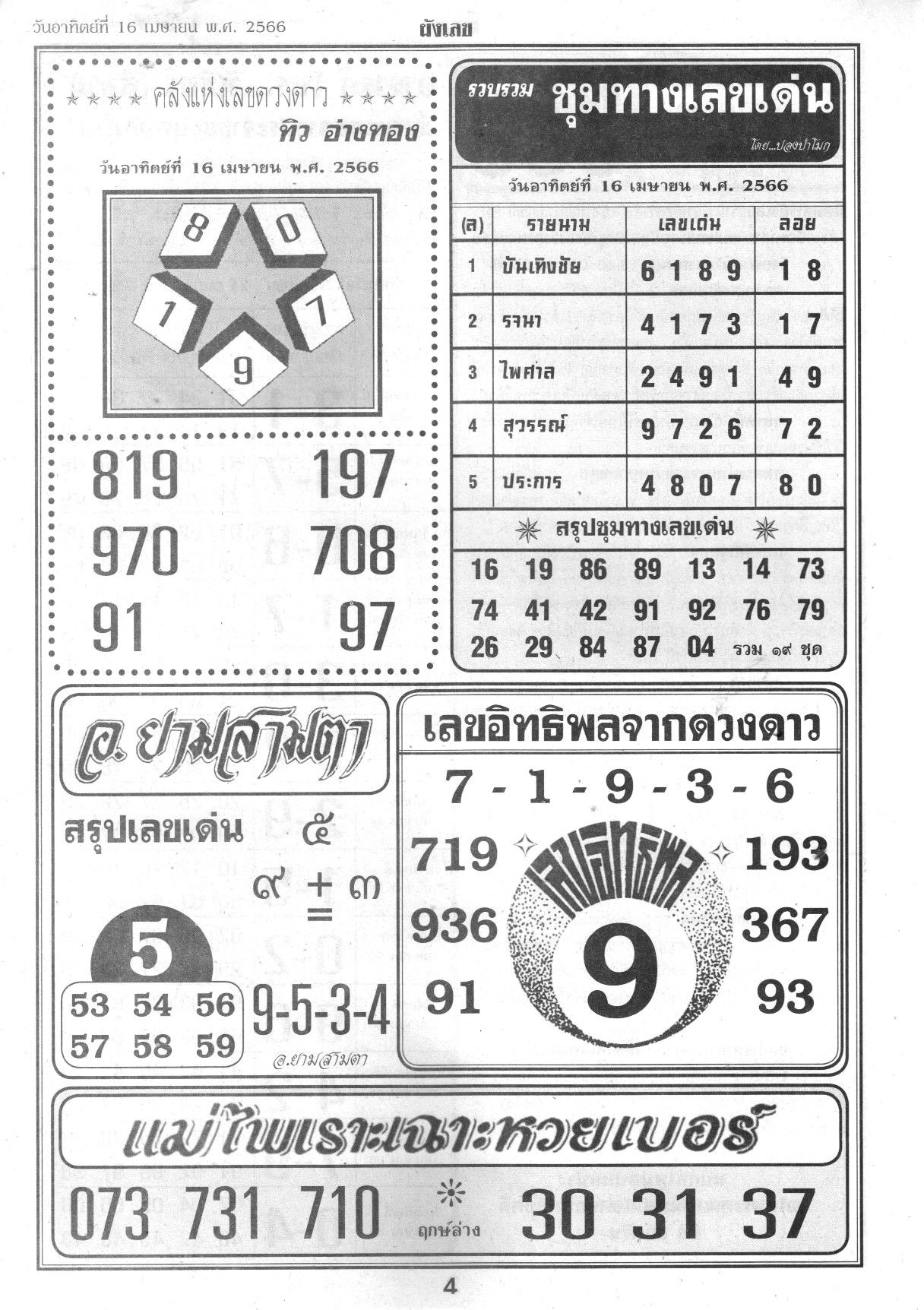 Thai Lottery Magazine Paper 4PC Tips 16-04-2023 – Thai Lottery Win Tip ...